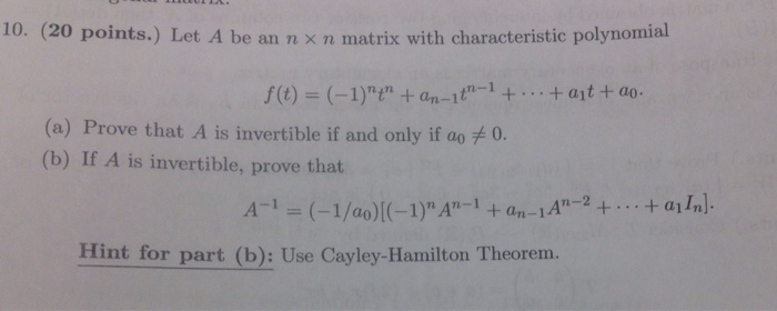 Solved Let A be an n x n matrix with characteristic | Chegg.com