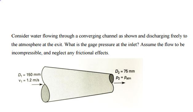 Solved Consider water flowing through a converging channel | Chegg.com