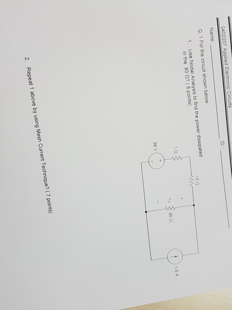 Solved For the circuit shown below Use Nodal Analysis to | Chegg.com