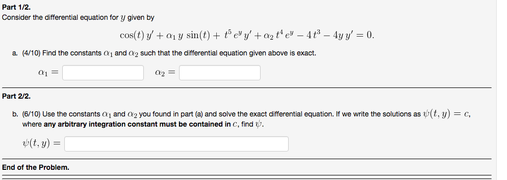 Solved Consider the differential equation for y given by | Chegg.com
