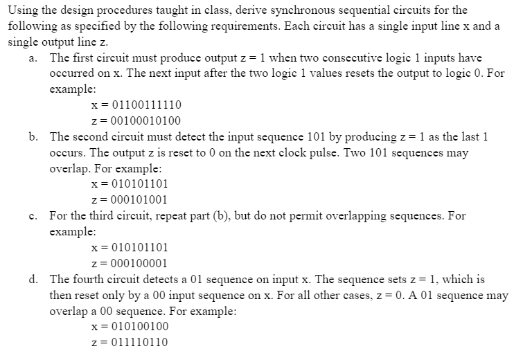 Solved Using the design procedures taught in class, derive | Chegg.com