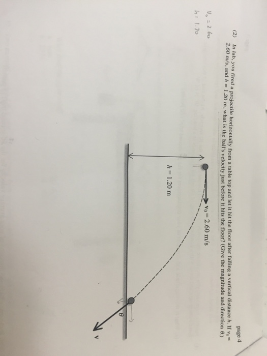 Solved In lab, you fired a projectile horizontally from a | Chegg.com