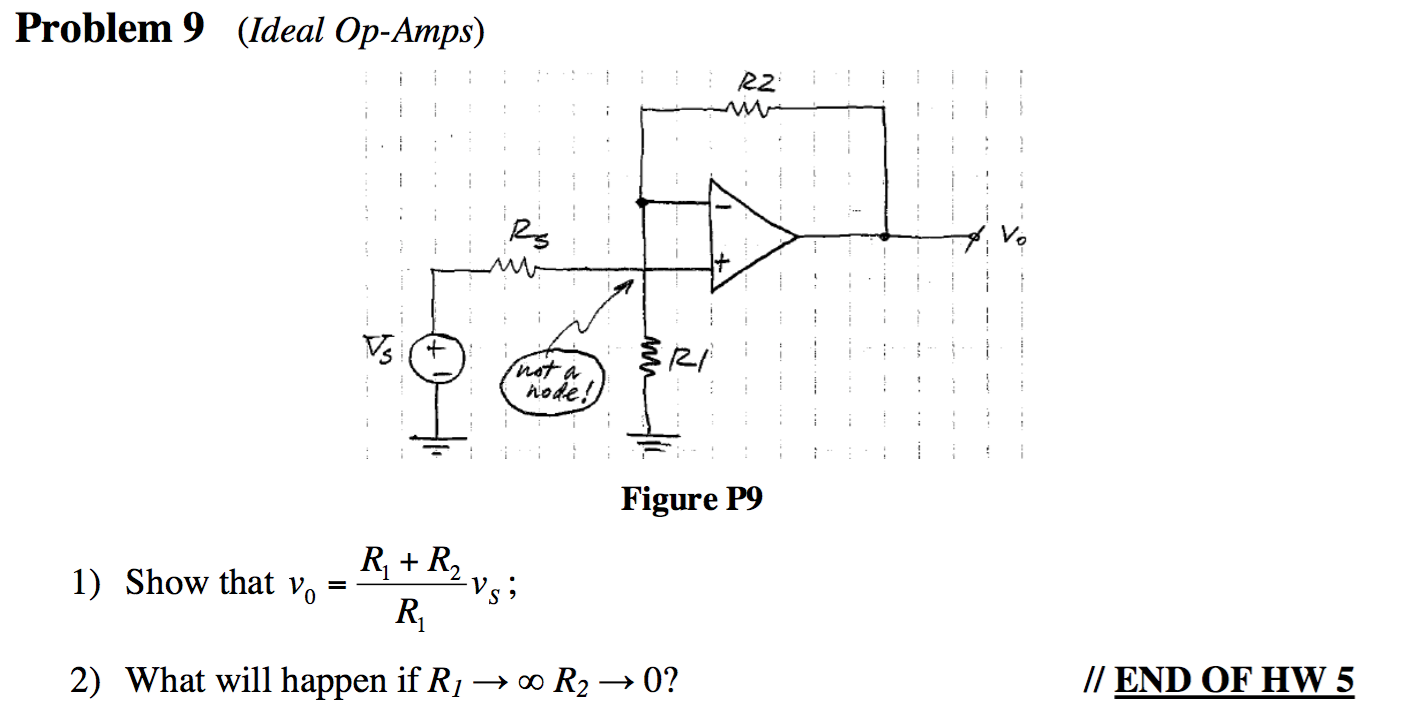 Solved Ideal Op-Amps 1) Show that v0 = ((R1 + R2)/R1)*Vs | Chegg.com