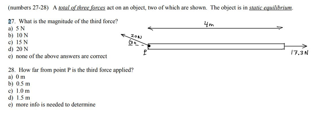 Solved A Total Of Three Forces Act On An Object Two Of