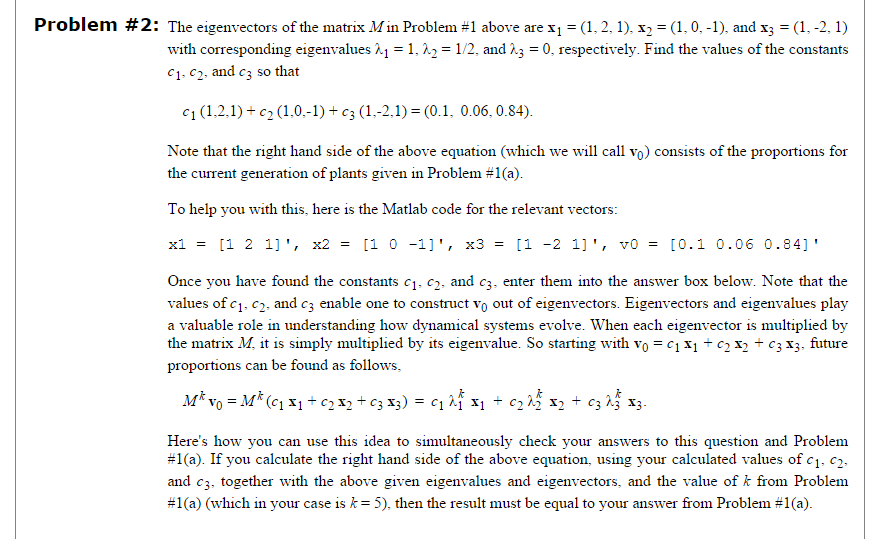 linear algebra question! using the matlab x1 | Chegg.com