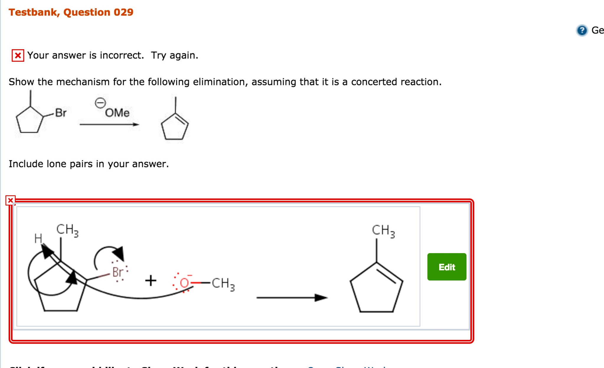 Solved Show the mechanism for the following elimination, | Chegg.com