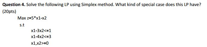 Solved Solve the following LP using Simplex method. What | Chegg.com
