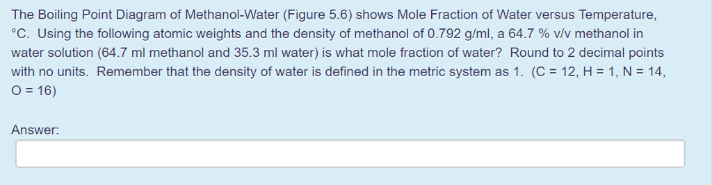 Solved The Boiling Point Diagram of Methanol-Water (Figure | Chegg.com