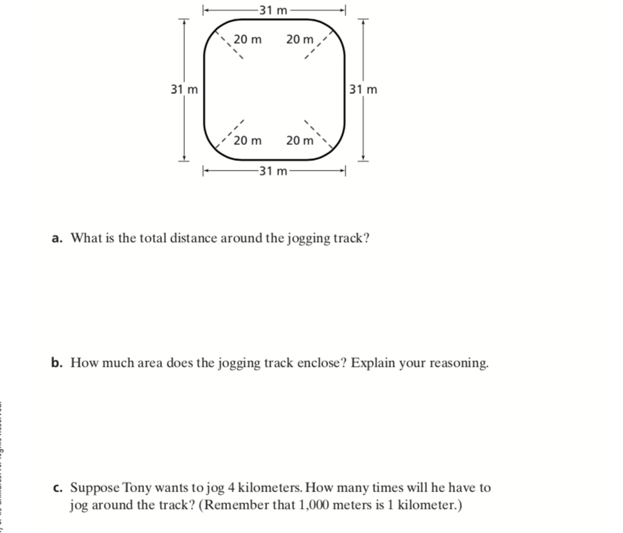 Solved Below is a diagram of a jogging track. Use the | Chegg.com
