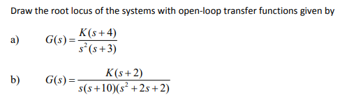 Solved Draw the root locus of the systems with open-loop | Chegg.com