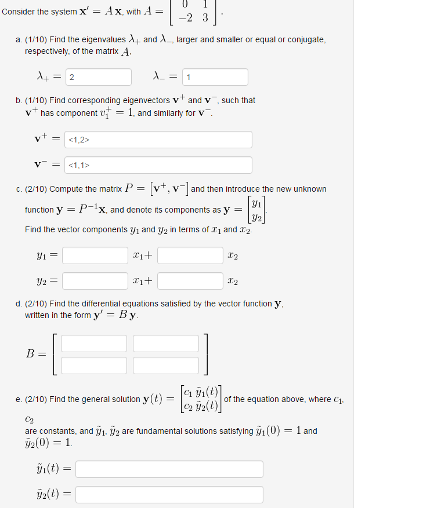 Solved Consider the system x' = Ax, with A = [0 1 -2 3]. | Chegg.com