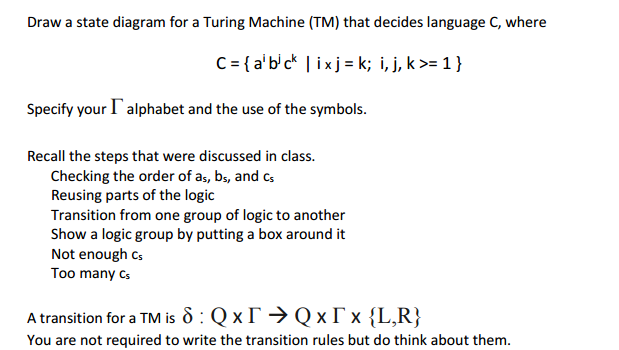 Solved Draw a state diagram for a Turing Machine (TM) that | Chegg.com