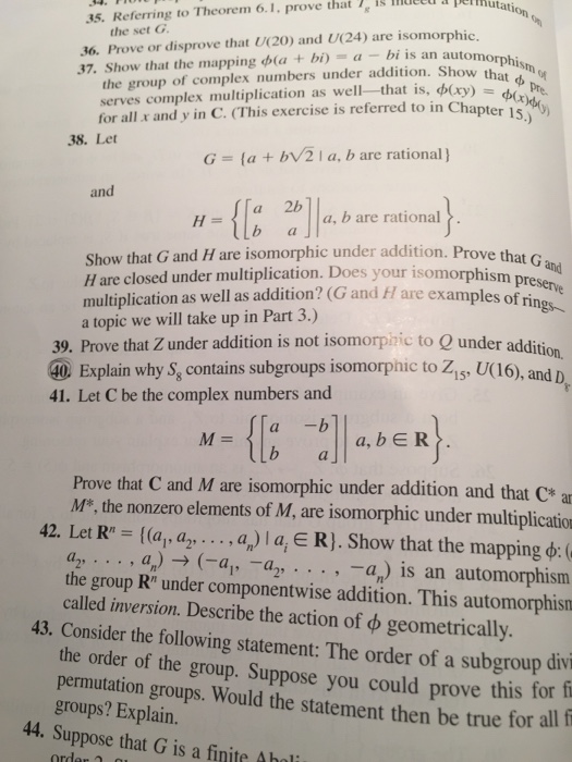 Solved ABSTRACT ALGEBRA- GROUP THEORY-- #40Don't answer | Chegg.com