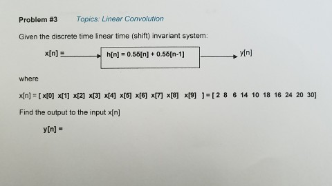 Solved Problem #3 Topics: Linear Convolution Given the | Chegg.com