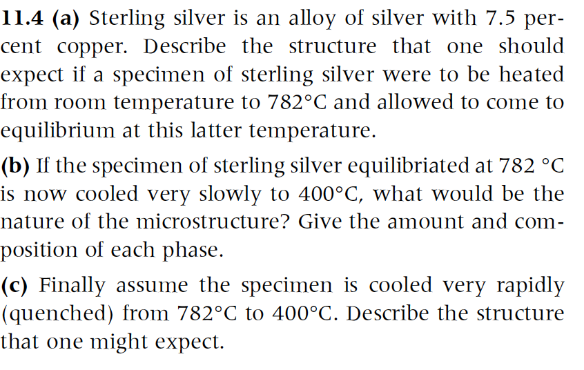 11.4 (a) Sterling silver is an alloy of silver with | Chegg.com