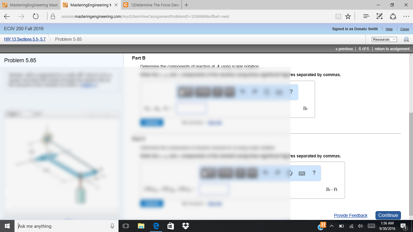Determine the components of reaction at 4 using | Chegg.com
