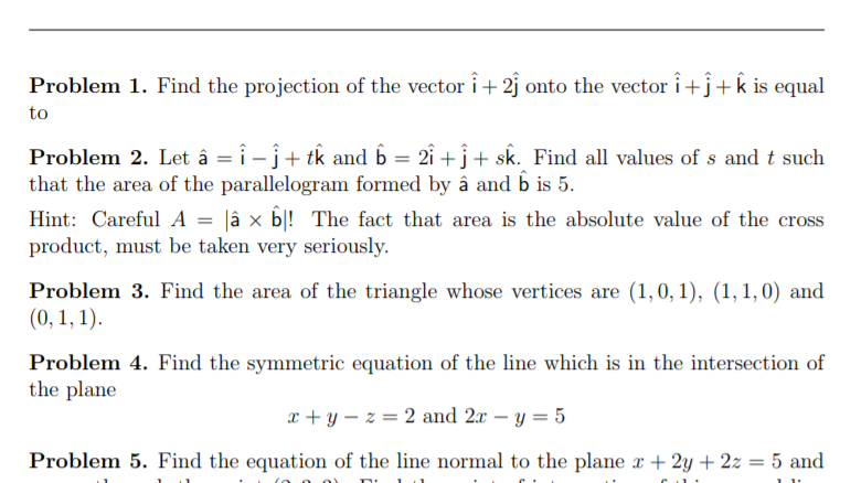 Solved Problem 1. Find the projection of the vector i +2j | Chegg.com
