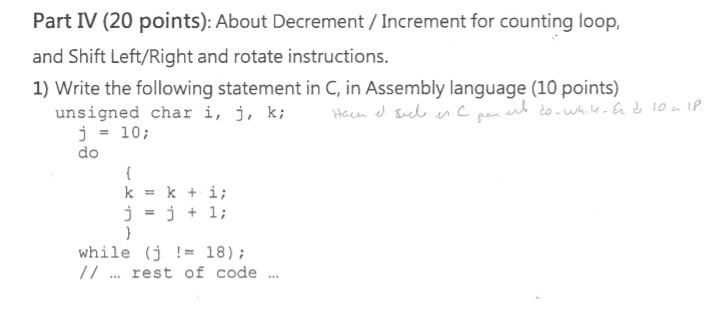 Solved Part IV (20 points): About Decrement/Increment for | Chegg.com