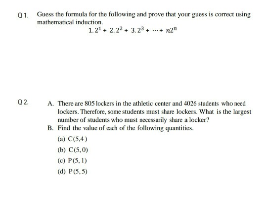 Solved Guess the formula for the following and prove that | Chegg.com