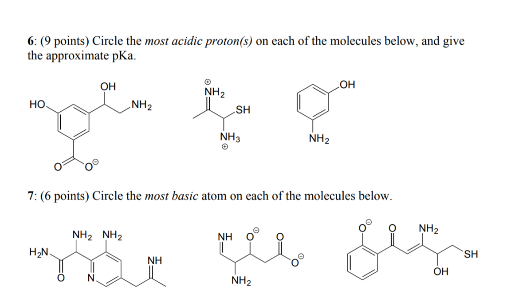 Solved 6: (9 points) Circle the most acidic proton(s) on | Chegg.com