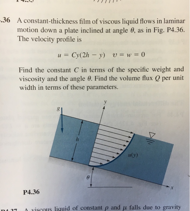 Solved A constant-thickness film of viscous liquid flows in | Chegg.com Solved A constant-thickness film of viscous liquid flows in | Chegg.com