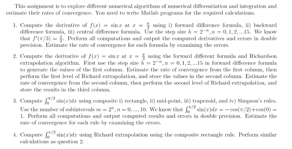 This assignment is to explore different numerical | Chegg.com