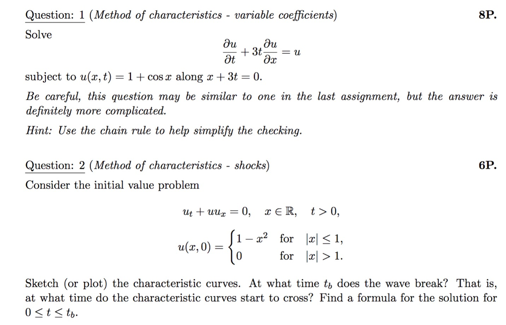 Solved (Method of characteristics-variable coefficients) | Chegg.com