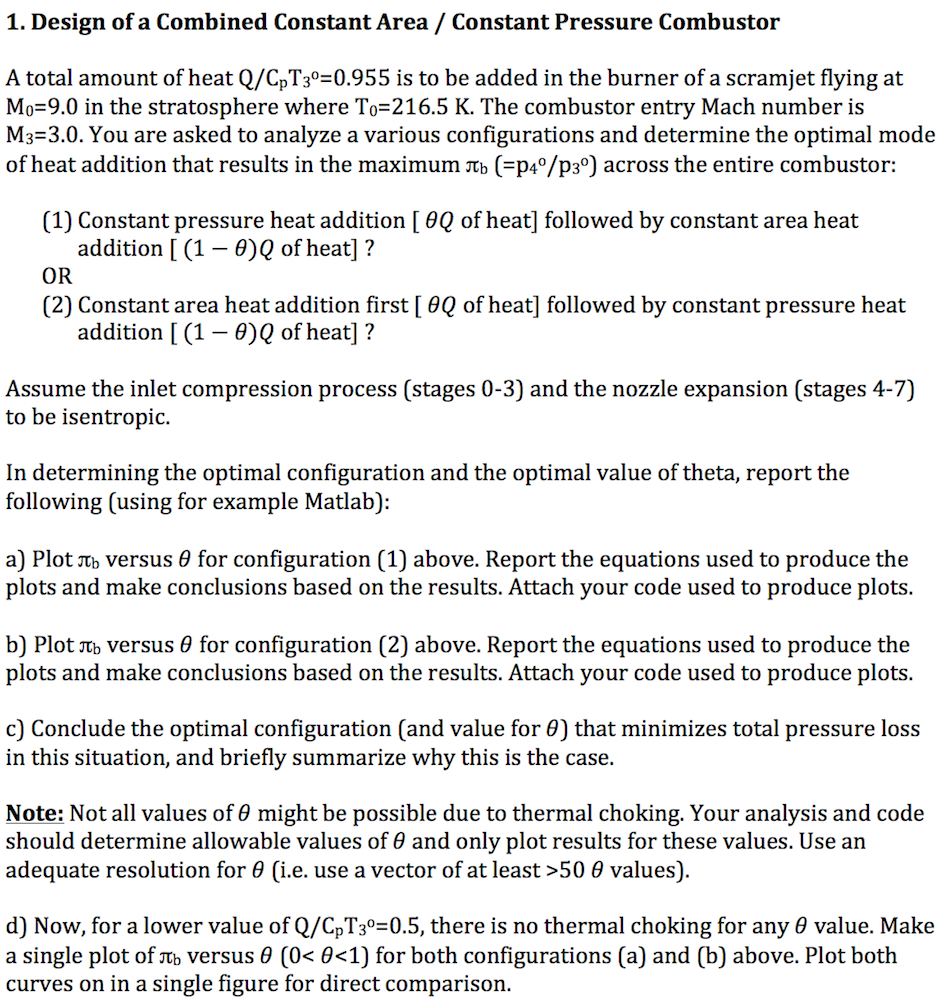 Design of a Combined Constant Area / Constant | Chegg.com