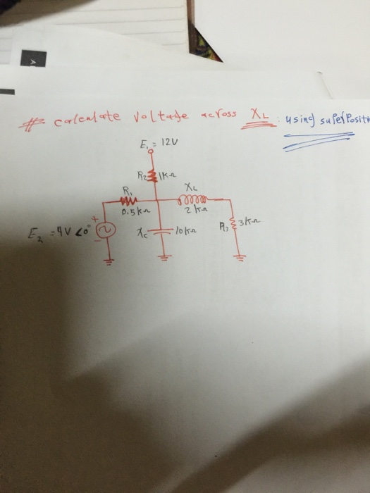 Solved Calculate voltage across X_L: using super position. | Chegg.com