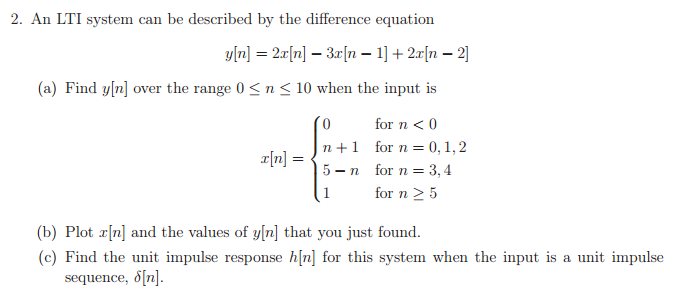 Solved An LTI system can be described by the difference | Chegg.com