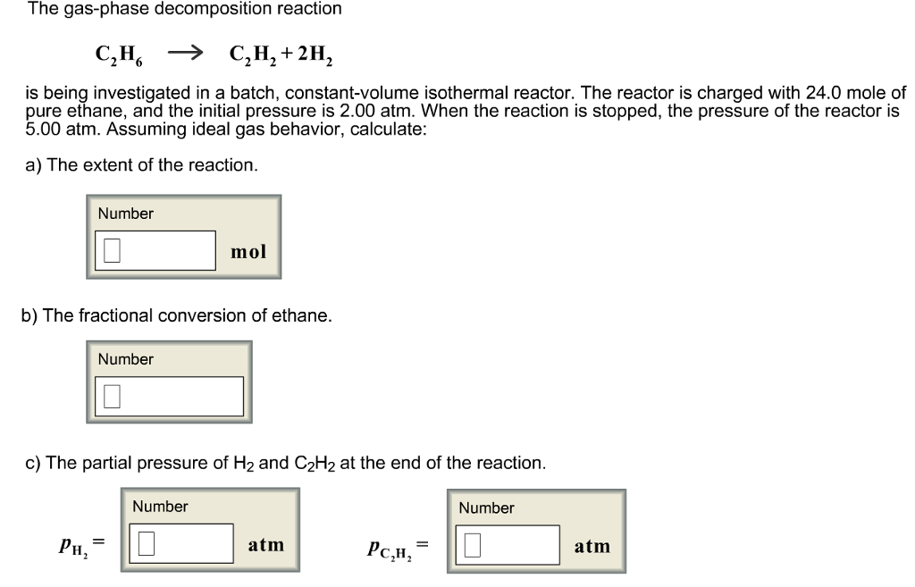 Solved The gas-phase decomposition reaction is being | Chegg.com