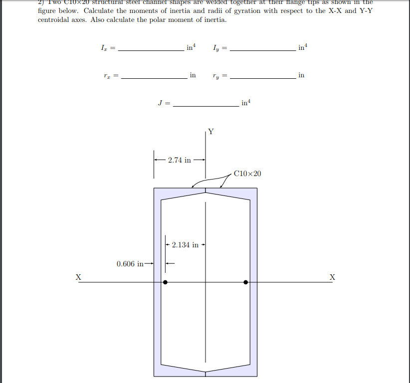 2) Two CIUX2o structural steel channel shapes are | Chegg.com