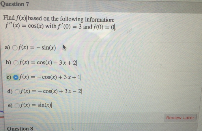 Solved Find f(x)| based on the following information: f | Chegg.com