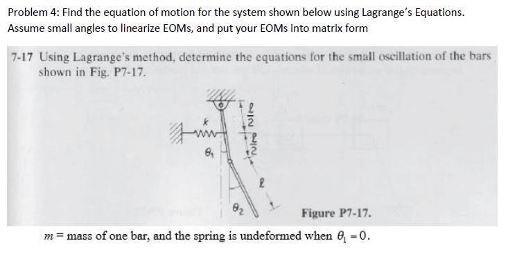 Solved Problem 4: Find the equation of motion for the system | Chegg.com