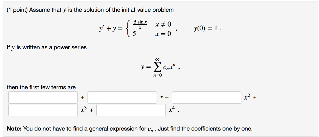 Solved (1 point) Assume that y is the solution of the | Chegg.com