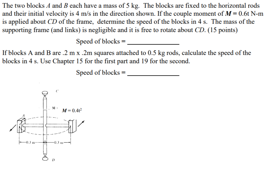 Solved The two blocks A and B each have a mass of 5 kg. The | Chegg.com