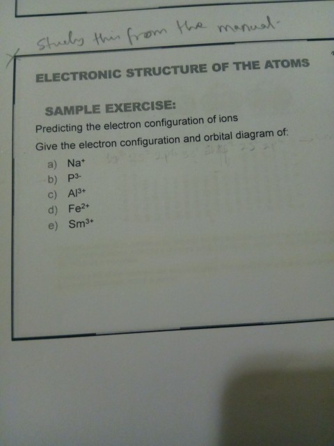 Solved A mn ELECTRONIC STRUCTURE OF THE ATOMS SAMPLE | Chegg.com