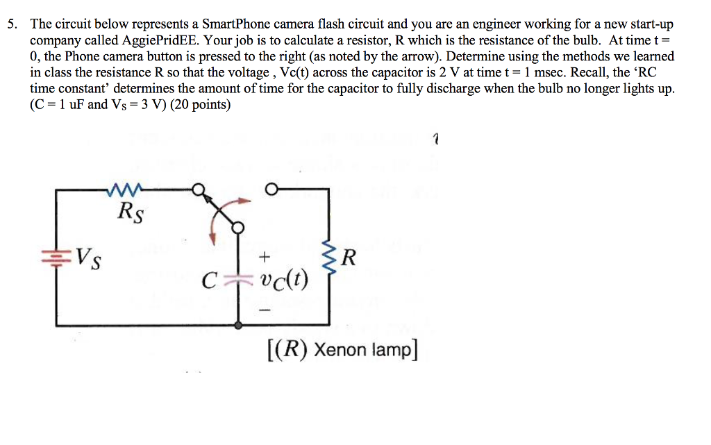 Solved 5. The circuit below represents a SmartPhone camera | Chegg.com