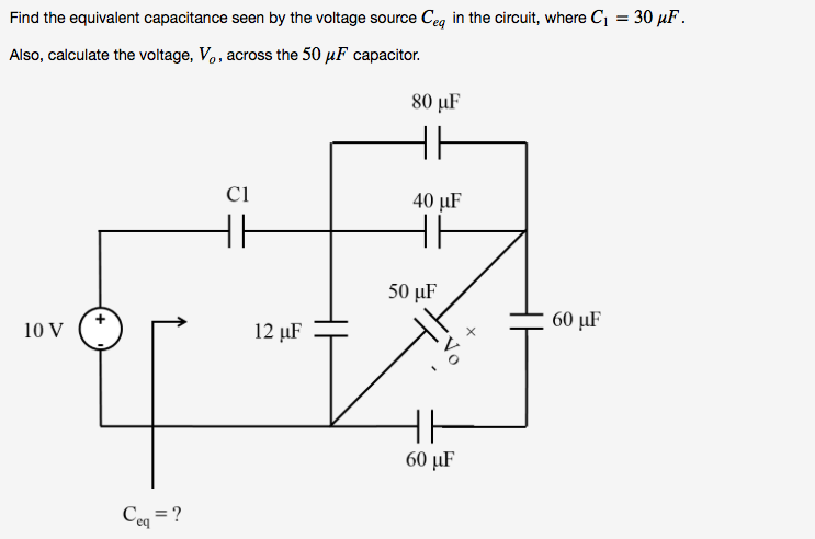 Solved Find the equivalent capacitance seen by the voltage | Chegg.com