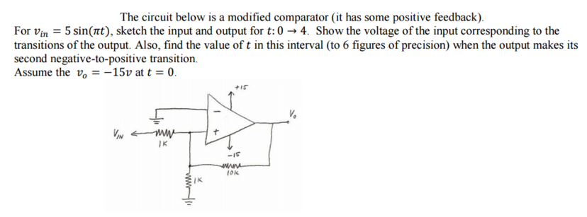 Solved The circuit below is a modified comparator (it has | Chegg.com