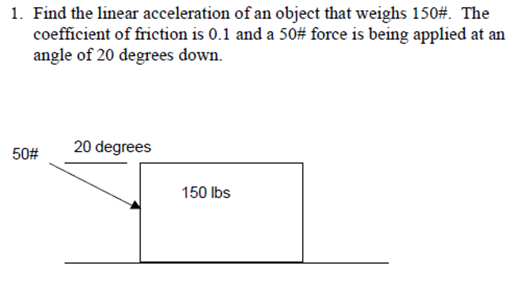 Solved Find the linear acceleration of an object that weighs | Chegg.com