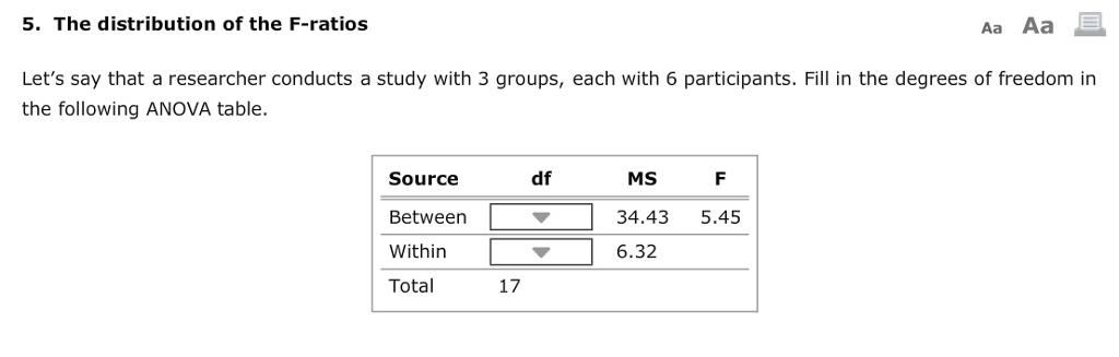 Solved Aa Aa E. 5. The distribution of the F-ratios Let's | Chegg.com