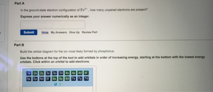 Solved In the ground-state electron configuration of Fe^3 +, | Chegg.com