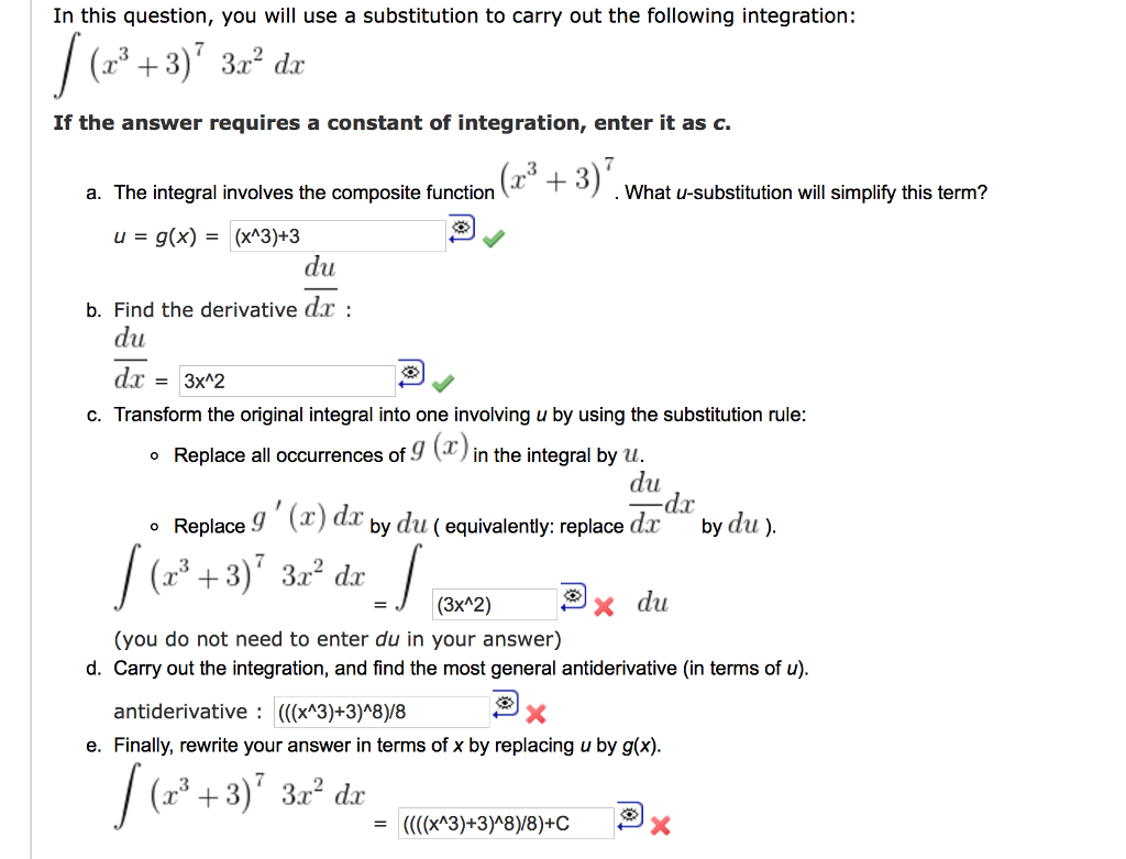 Solved Use a substitution to carry out the following | Chegg.com