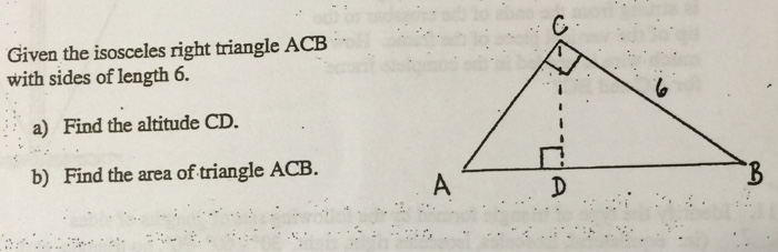 Solved Given the isosceles right triangle ACB with sides of | Chegg.com
