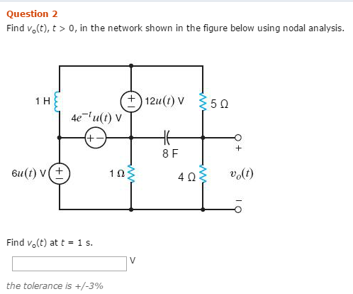 Solved Find v_0(t), t > 0, in the network shown in the | Chegg.com
