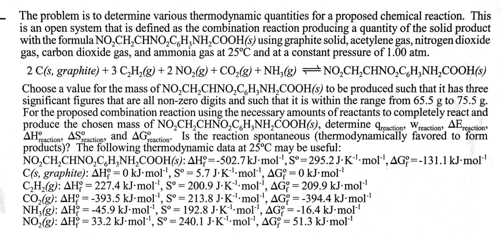 Solved The problem is to determine various thermodynamic | Chegg.com