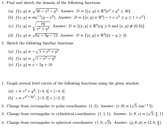 Solved Find And Sketch The Domain Of The Following Functions