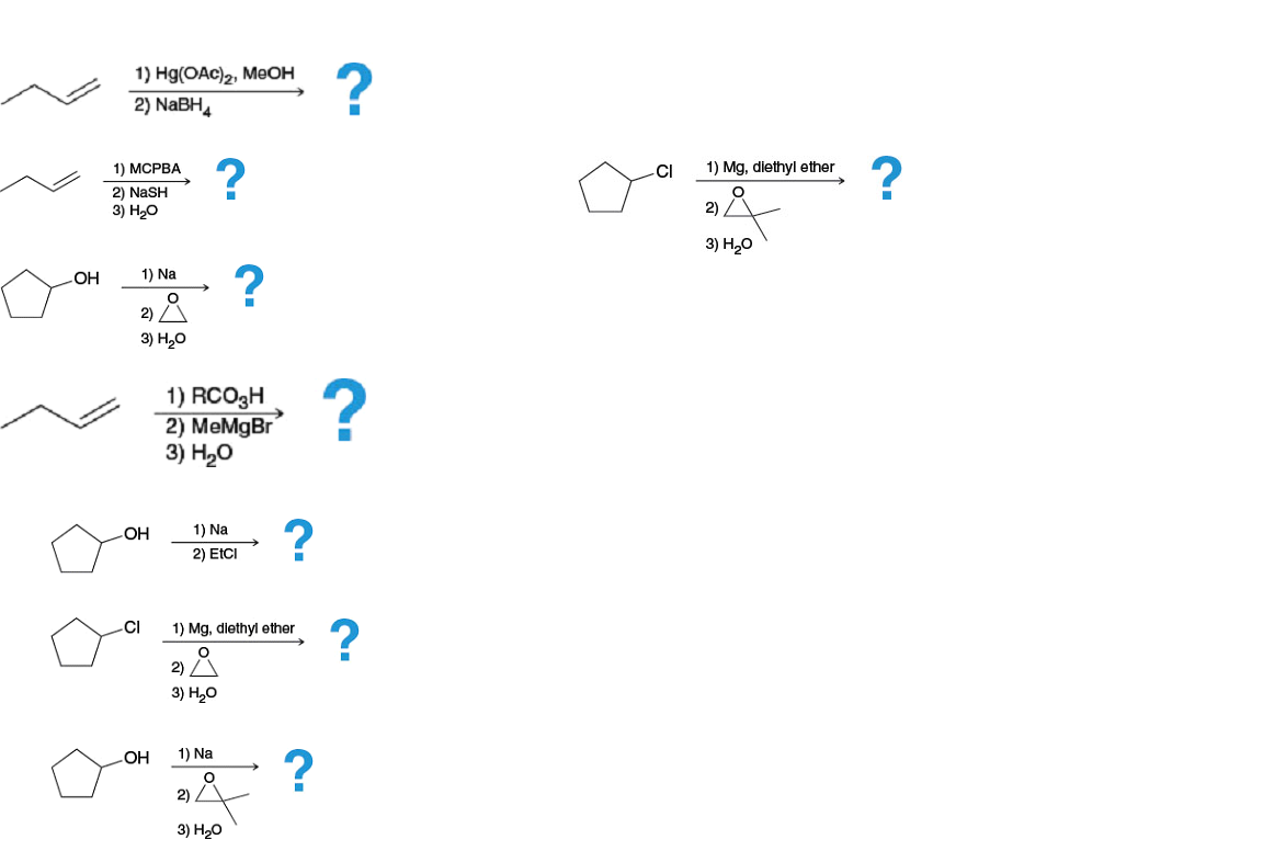 Solved 1) Hg(OAc)2, MeoH 2) NaBH4 CI 1 Mg, dlethyl ether 1) | Chegg.com