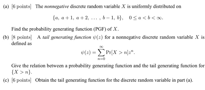 Solved The nonnegative discrete random variable X is | Chegg.com